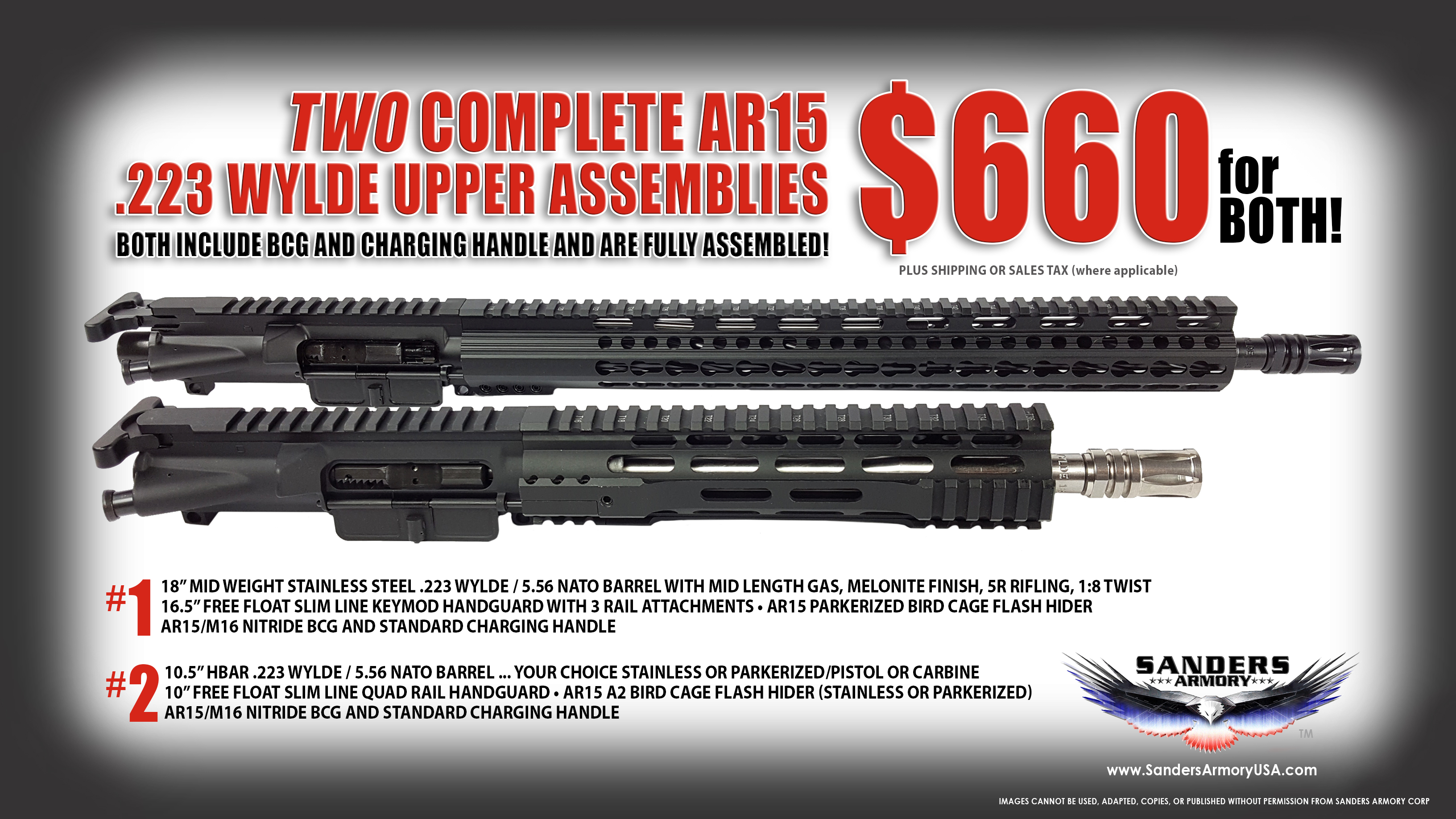 AR-15: 18" Parkerized Barrel Upper Package