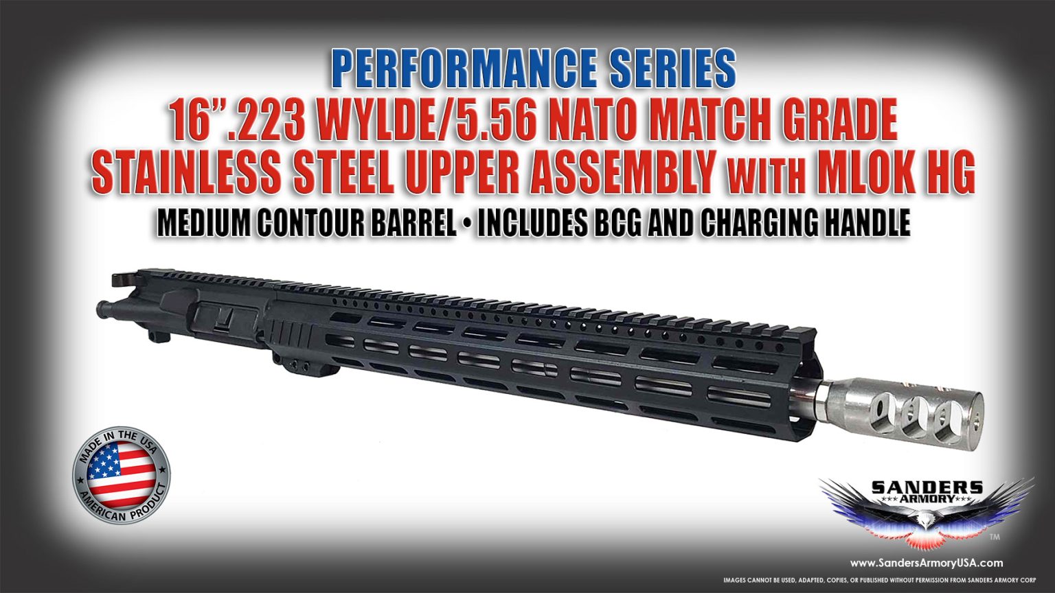 16" .223 Wylde/5.56 NATO Performance Series Stainless Steel Upper ...
